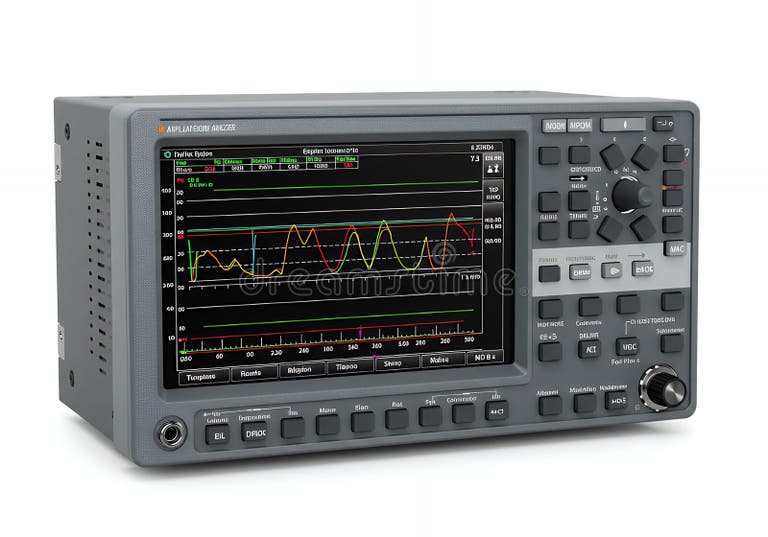 Spectrum Analyzer Displaying Waveform on Screen in a White Background ...