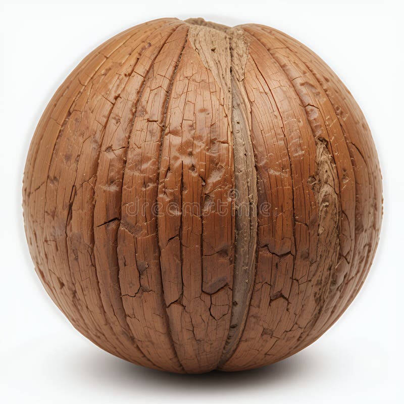 Detailed Close-Up of a Brown Spherical Nut or Seed with a Cracked and ...