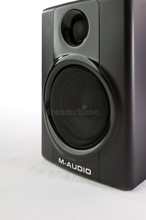A Close Up Studio Speaker in Front of a White Background. - Front ...