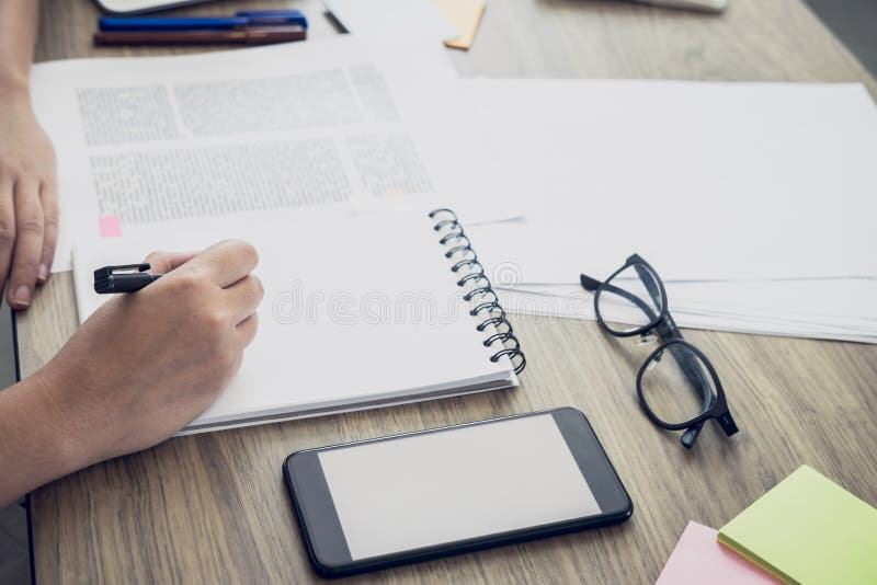 Close Up of Studying Student Hands Writing in Book during Lecture ...