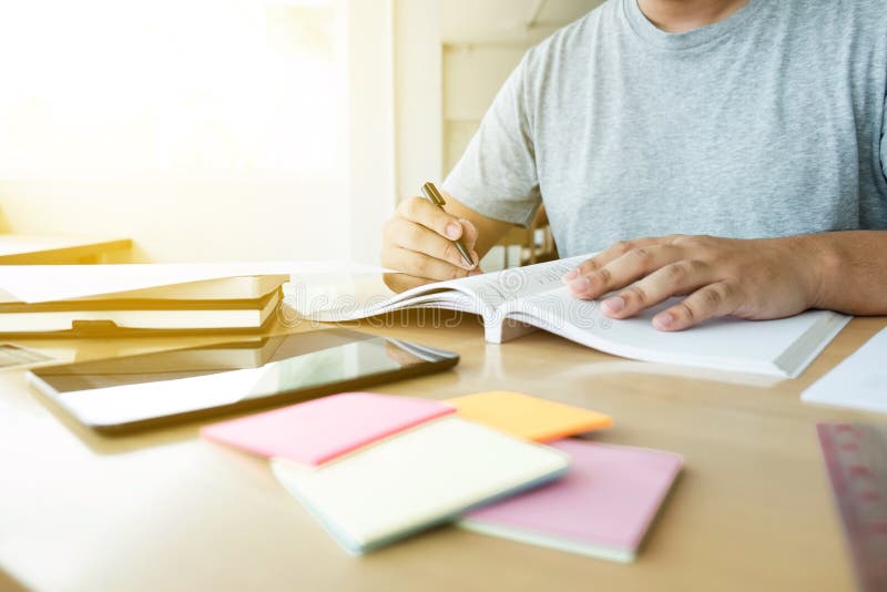 Close Up of Studying Student Hands Writing in Book during Lecture ...