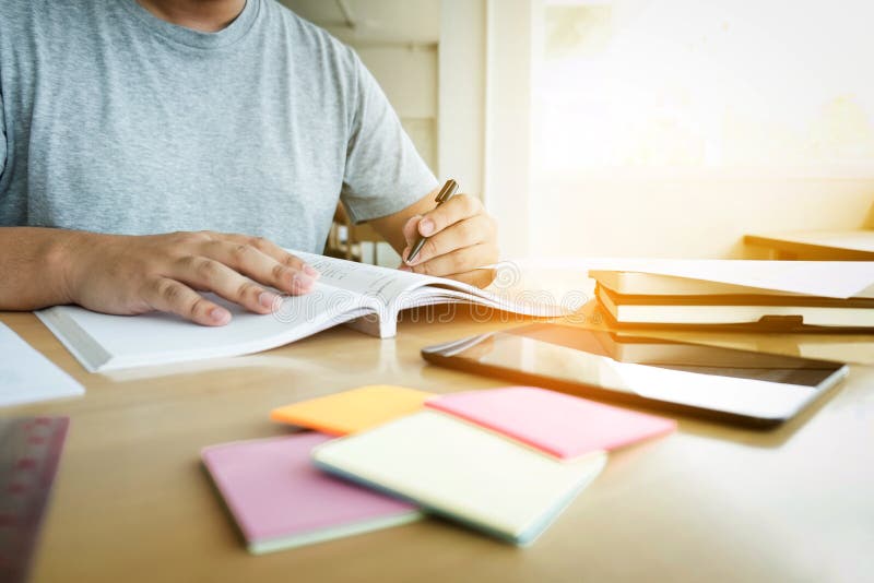 Close Up of Studying Student Hands Writing in Book during Lecture ...