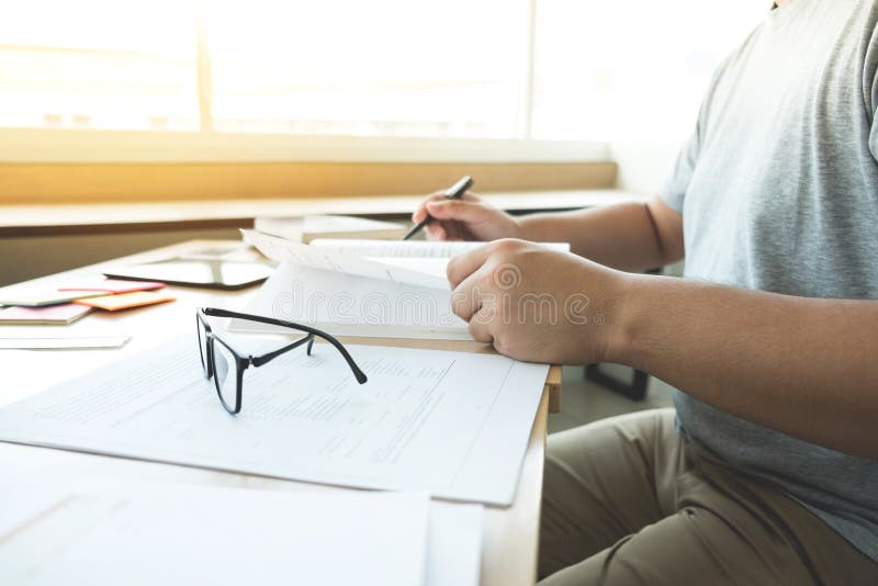 Close Up of Studying Student Hands Writing in Book during Lecture ...