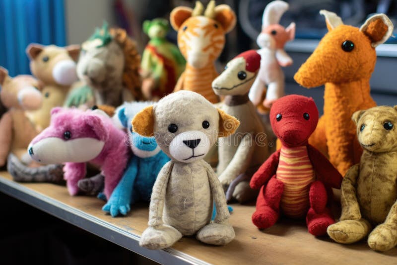 Close-up of Stuffed Animals in Various Stages of Completion Stock ...