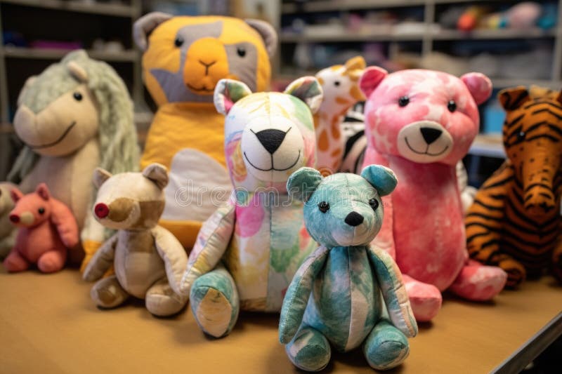 Close-up of Stuffed Animals in Various Stages of Completion Stock Photo ...