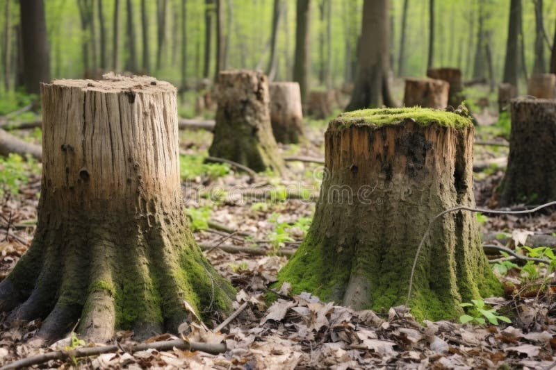 Close-up of Stumps in a Denuded Forest Land Stock Photo - Image of ...