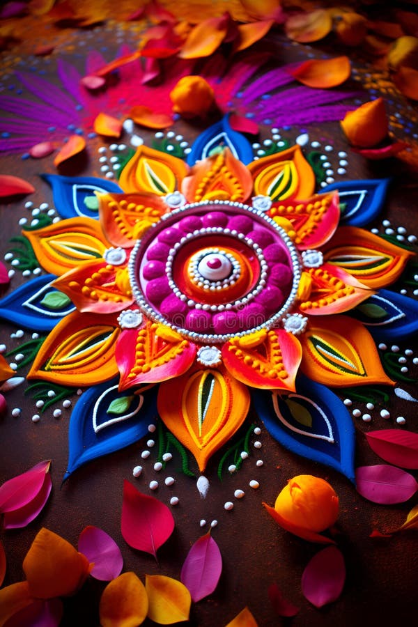 Close-up Stunning Display of Rangoli Stock Illustration - Illustration ...