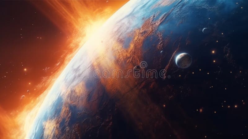 Close Up of a Stunning Planet Cinematic Shot Stock Illustration ...