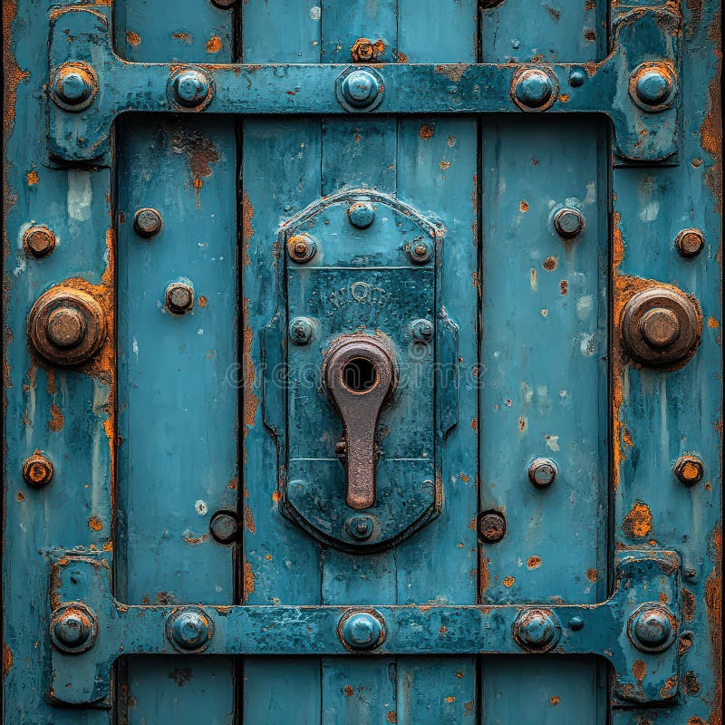 Security Concept: Close-up of a Sturdy Metal Door with Multiple Locks ...