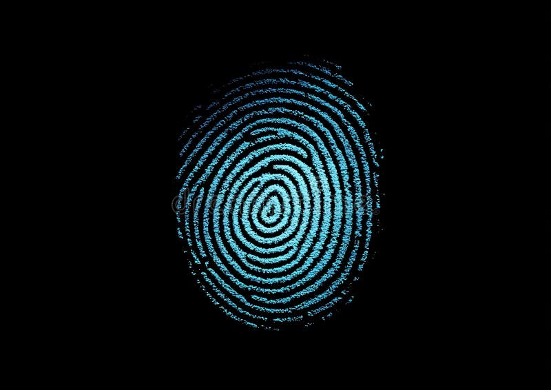 Blue Fingerprint Identity Security Biometric Scan Technology Abstract ...