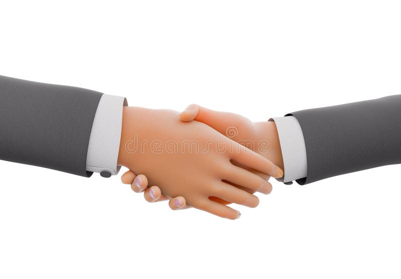 Close-up of Stylized Characters Handshake on White Background Stock ...