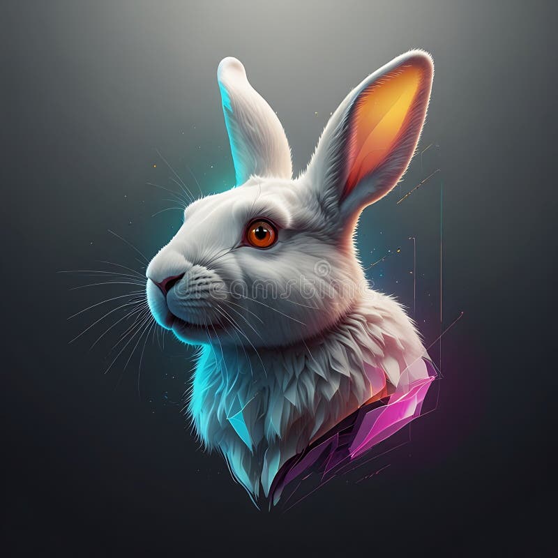 Close-up of a Stylized Illustration of a Rabbit S Head. Stock ...