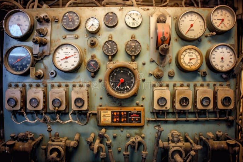 Close-up of Submarine Control Panel with Buttons and Dials Stock ...
