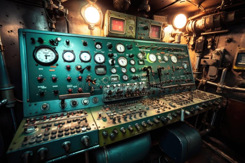 Close-up of Submarine Control Panel with Buttons and Switches Stock ...