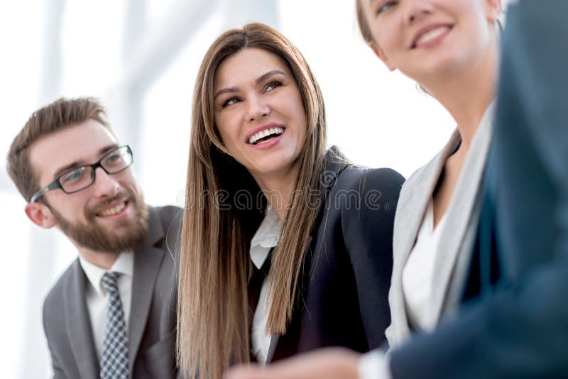 Close Up.successful Employees Listen To Their Boss Stock Photo - Image ...