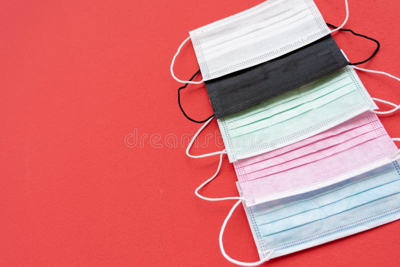 Close Up of Surgical Mask with Red Background Stock Image - Image of ...