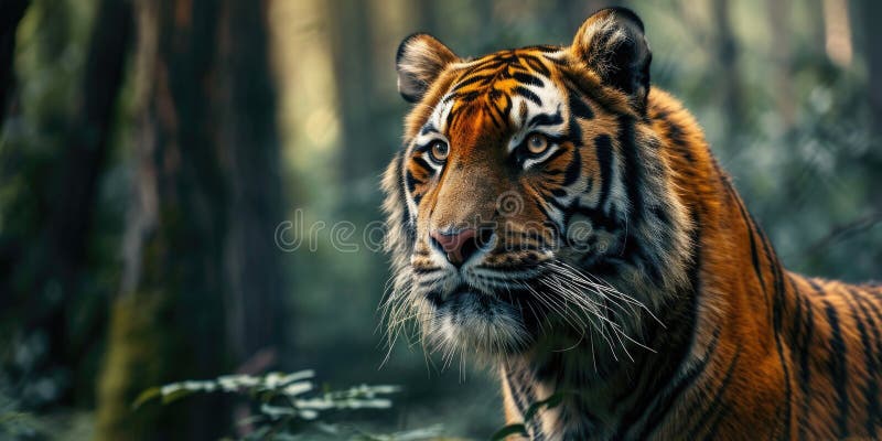 Close-up of a Sumatran Tiger in a Jungle Stock Illustration ...