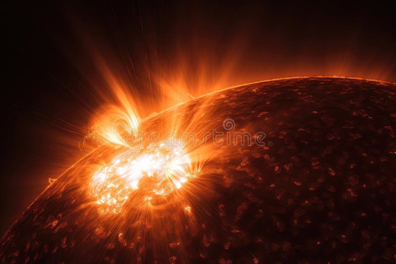 Close-up of Sun, with Bursts of Light and Energy Illuminating the Solar ...