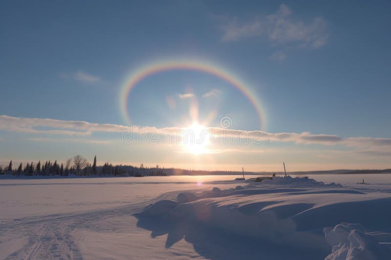 Close-up of Sun Dogs on a Clear Arctic Sky Stock Illustration ...