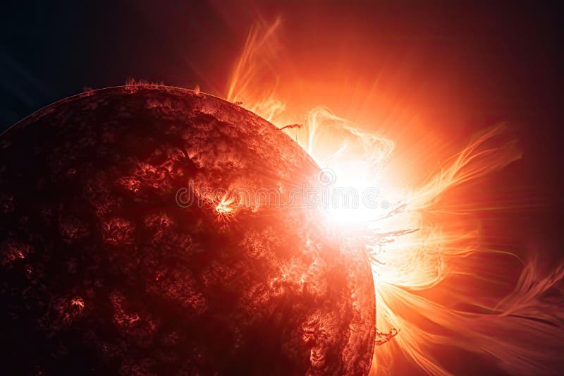 Close-up of the Sun, with Dramatic Explosions and Flares Stock ...