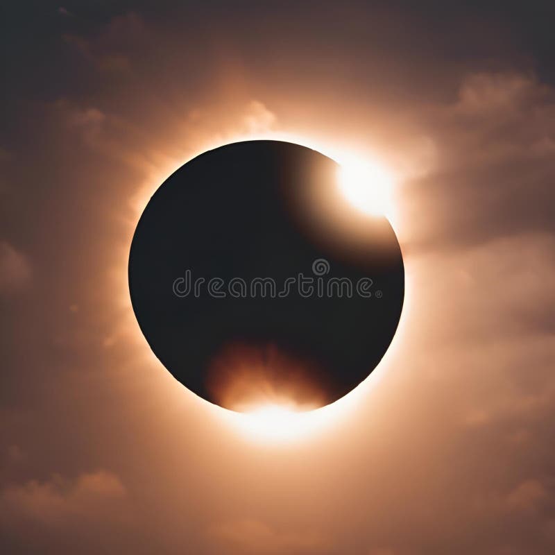 A Close Up of a Sun Eclipse with Clouds Behind it Stock Illustration ...