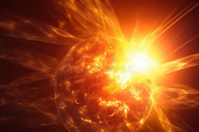 Close-up of Sun, with Fiery Explosions and Bursts of Light Stock ...