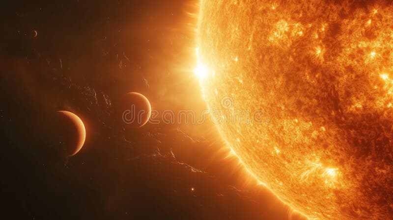 A Close Up of the Sun and Planets in the Solar System Stock Photo ...
