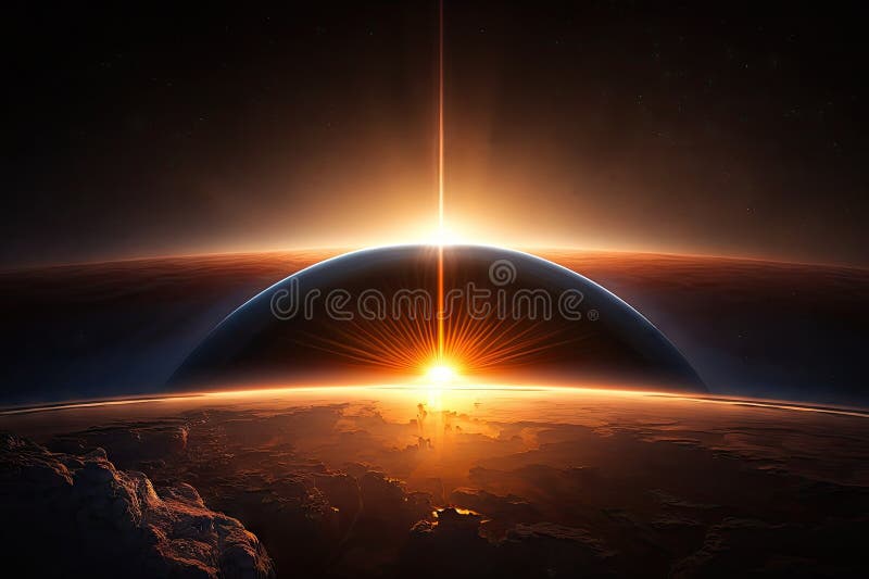 A Close-up of a Sun Rising Over the Earth, with Rays of Light ...