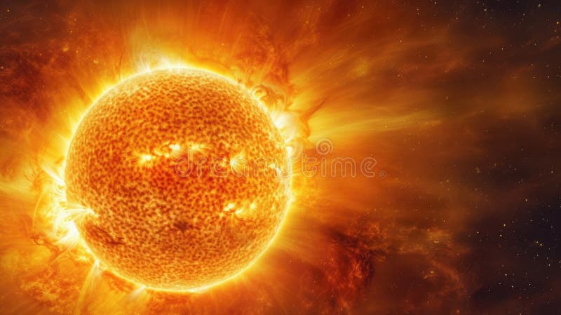 Close-up of Sun with Solar Storm in Space. Generative AI Stock ...