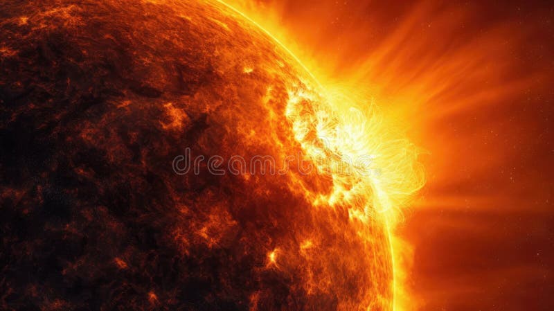 Close-up of Sun with Solar Storm in Space. Generative AI Stock ...