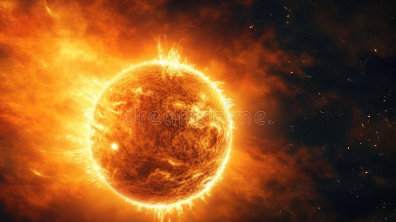 Close-up of Sun with Solar Storm in Space. Generative AI Stock ...