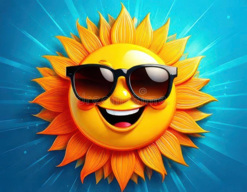 Close Up of a Sun with Sunglasses Stock Illustration - Illustration of ...