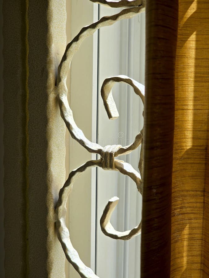 Close-up of the Sunlight on the Texture of the Metal Window, Barred ...