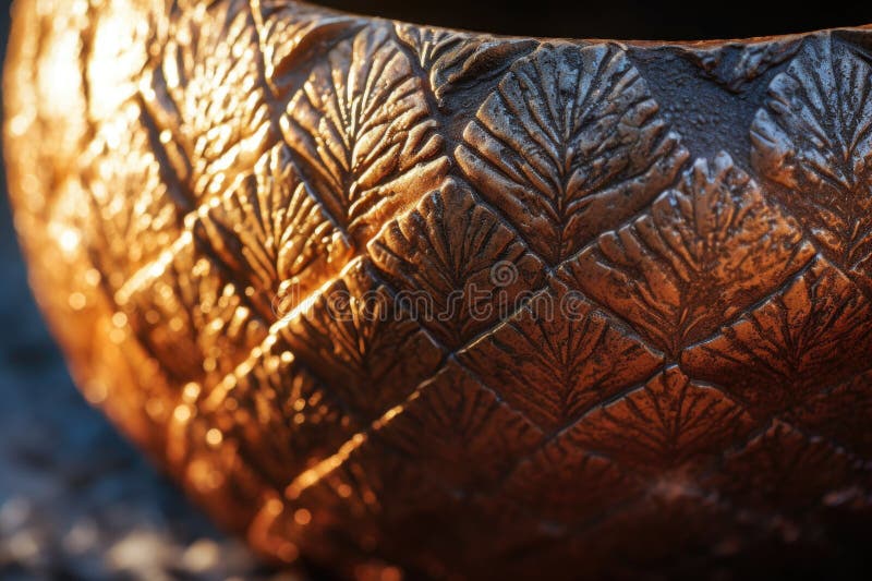 Close-up of Sunlit Clay Pot with Textured Surface Stock Photo - Image ...