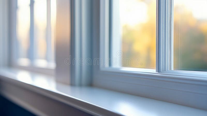 Close-Up of Sunlit Window Frame with Blurred Background. Generative Ai ...