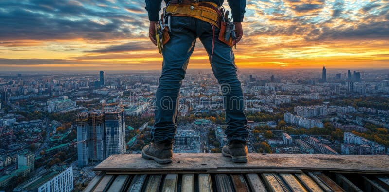 A Close-up at Sunset of a Construction Worker S Tool Belt, Containing ...