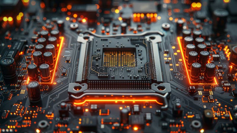 Close-up of Super Modern Processor Chip Stock Photo - Image of work ...