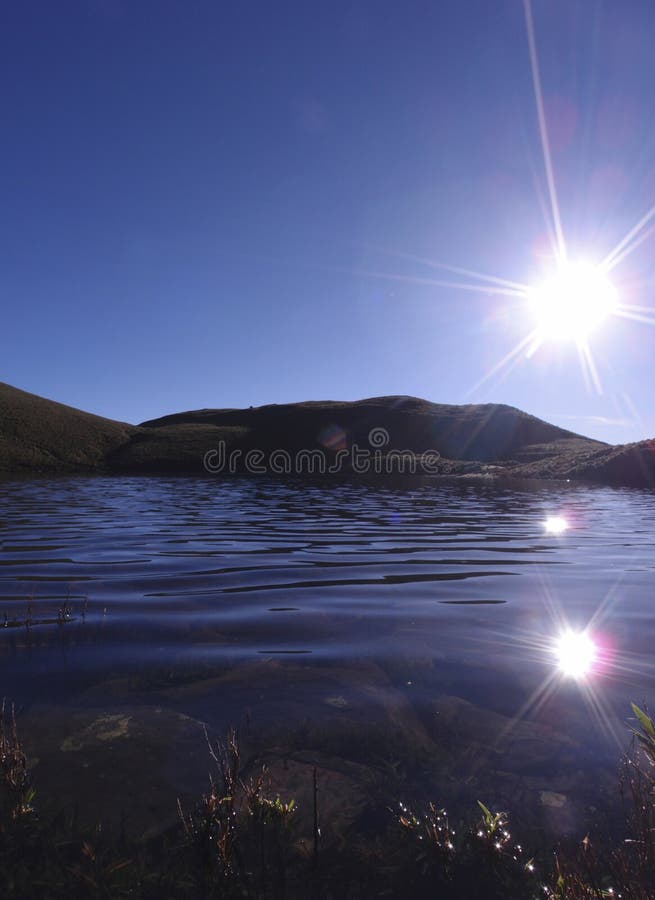 The Close-up of the Surface of Jiaming Lake. with Reflection of Sun on ...
