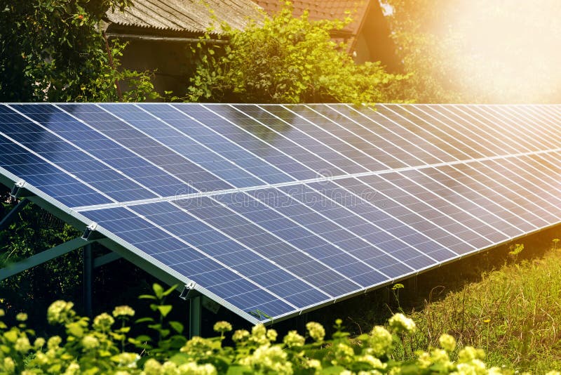 Close-up Surface of Lit by Sun Modern Saving Efficient Stand -alone ...