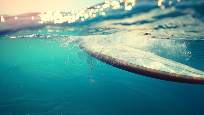 Close Up of a Surfboard in the Water Stock Image - Image of hobby ...