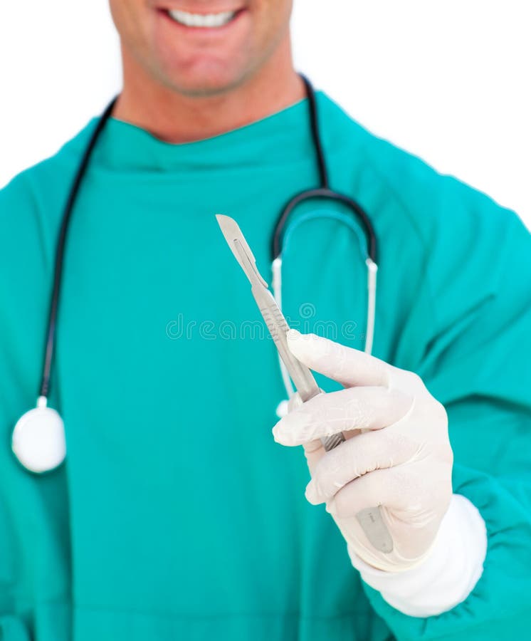 Surgeon Holding Surgical Tool in Operation Theater Stock Photo - Image ...