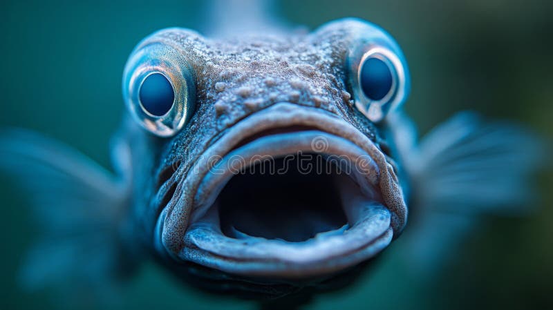 Close Up of a Surprised Fish with Open Mouth Stock Illustration ...