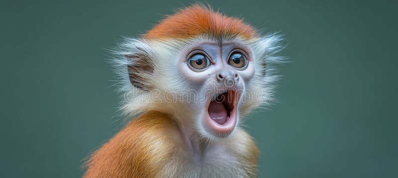 Close Up of a Surprised Golden Monkey with Wide Open Mouth and Big Eyes ...