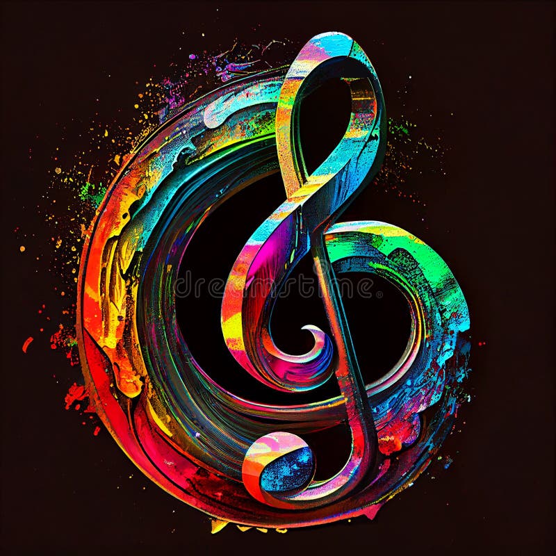 Close-up Surreal Colorful Treble Clef. AI Generative Stock Illustration ...