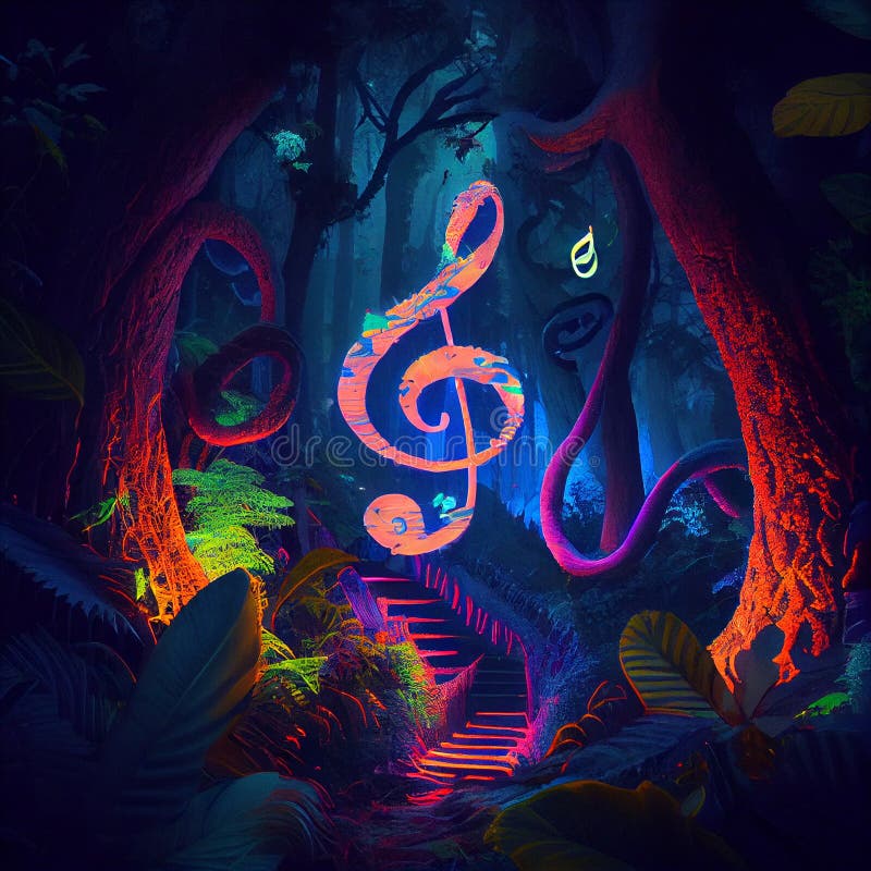 Close-up Surreal Colorful Treble Clef. AI Generative Stock Illustration ...