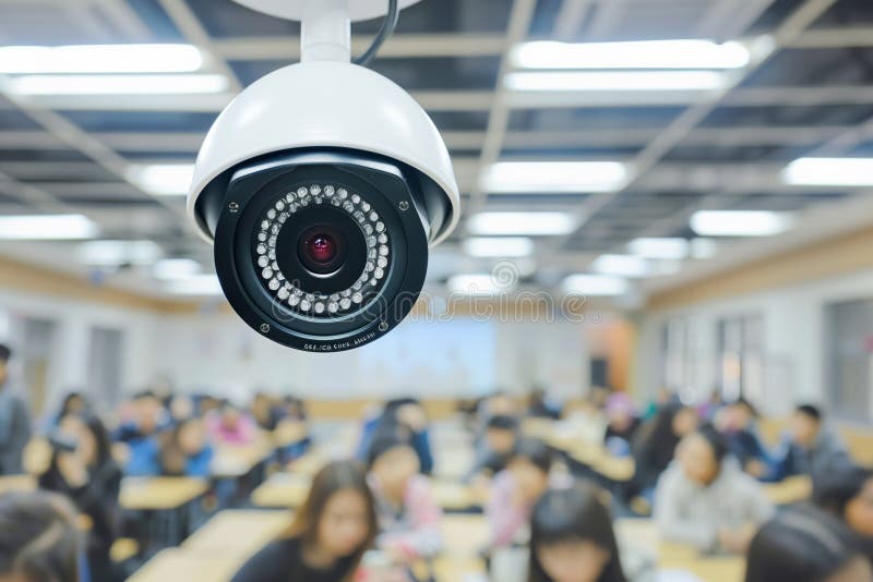 Close-up of a Surveillance Camera in a Busy Classroom Stock ...
