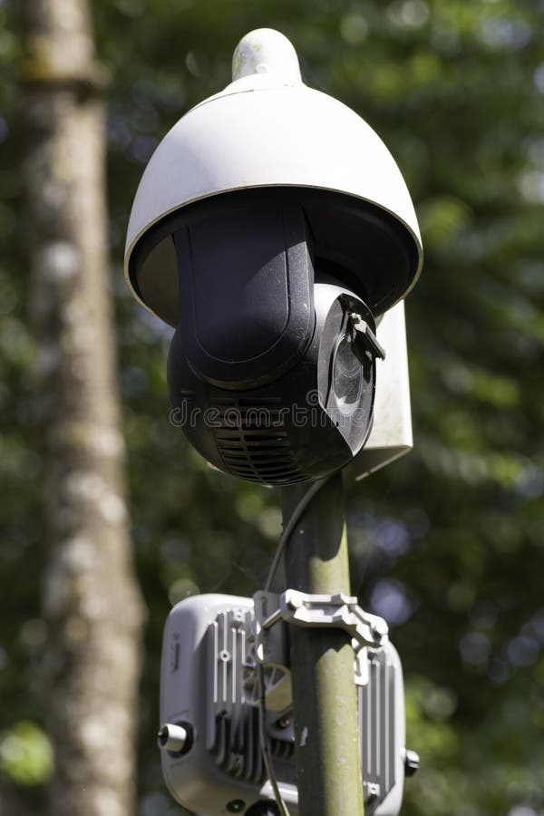 Close-up of a Surveillance Camera Mounted on a Metal Pole Stock Photo ...