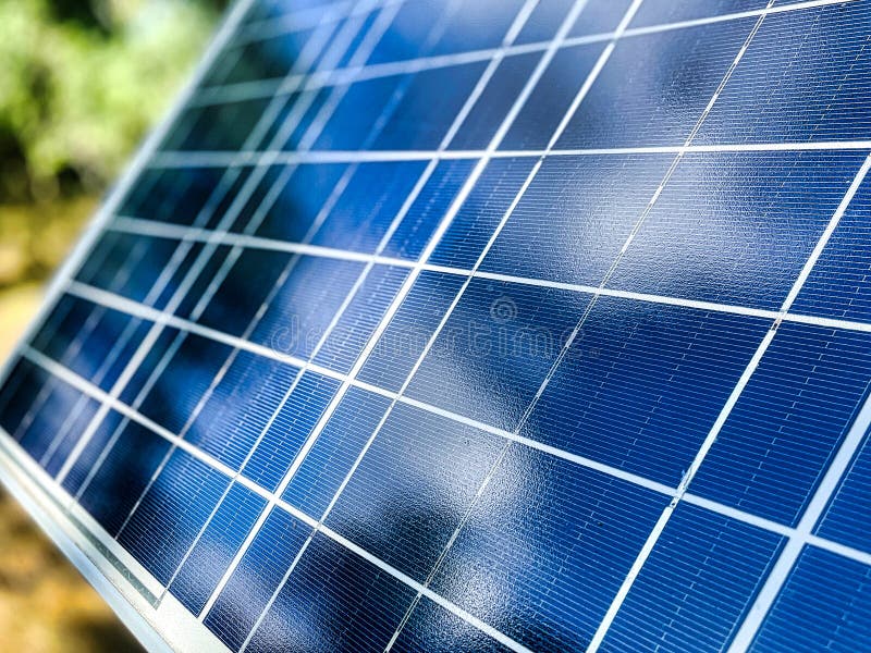 Close Up Blue Shiny Solar Panel Stock Image - Image of innovation ...