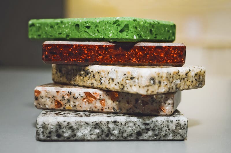 Close Up Swatch of Artificial Stone Samples Showing Various Texture and ...