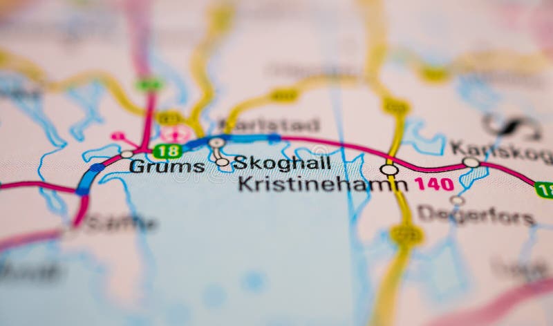 Close Up Swedish Map Showing Grums Area.. Stock Image - Image of ...
